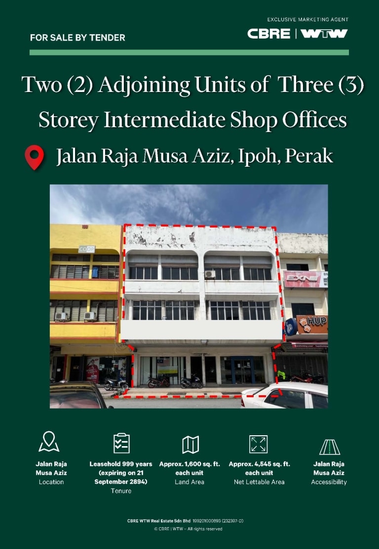Two Adjoining Units of Three Storey Intermediate Shop Offices - Jalan Raja Musa Aziz, Ipoh ...