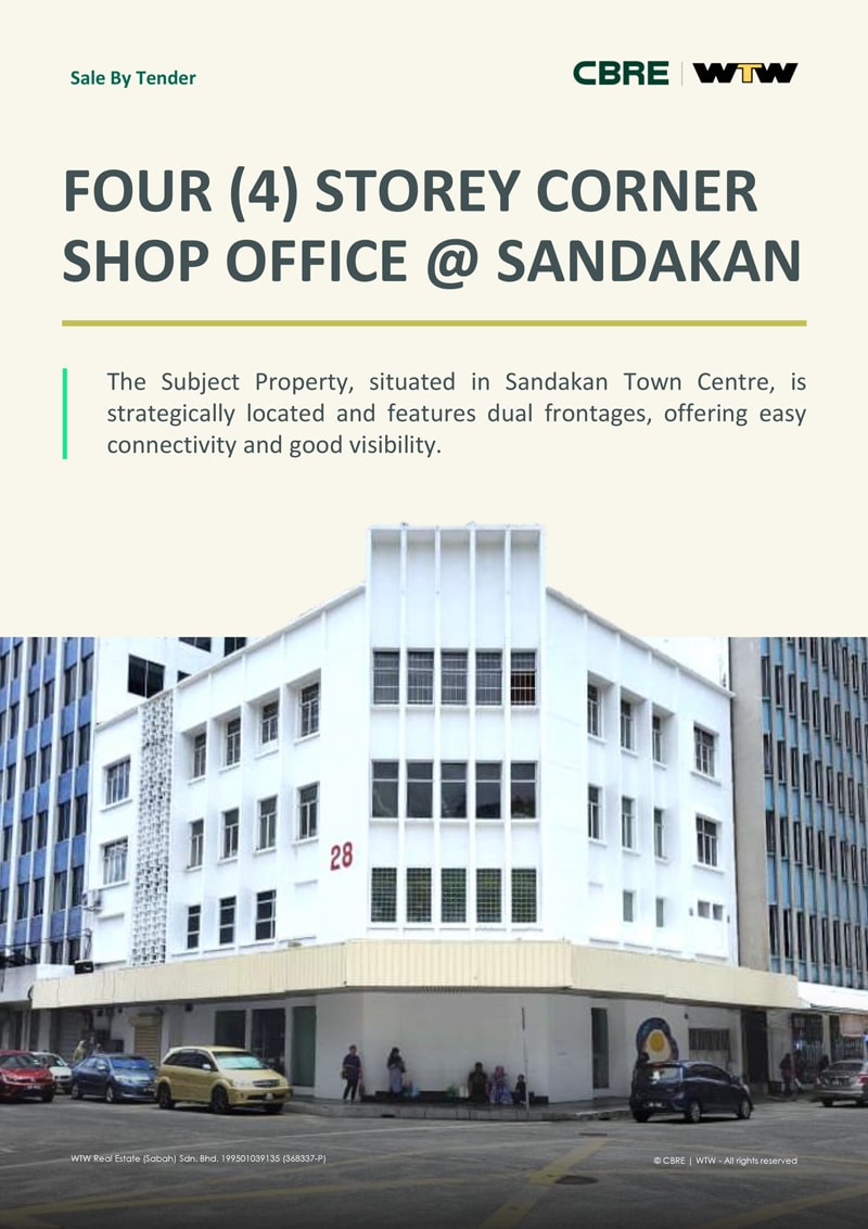 Four (4) Storey Corner Shop Office @ Sandakan Town Centre, Sabah - CBRE | WTW