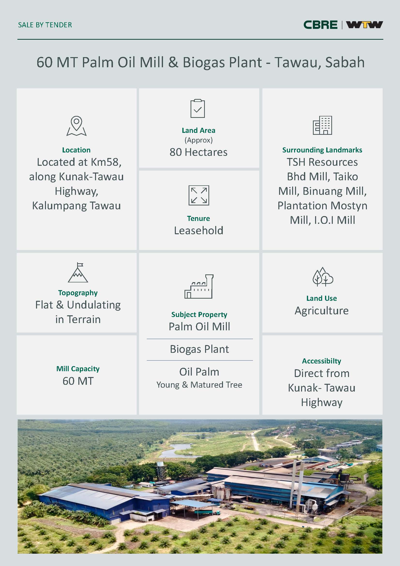 For Sale By Tender: 60MT Palm Oil Mill & Biogas Plant together with 80 HA Estate - CBRE | WTW
