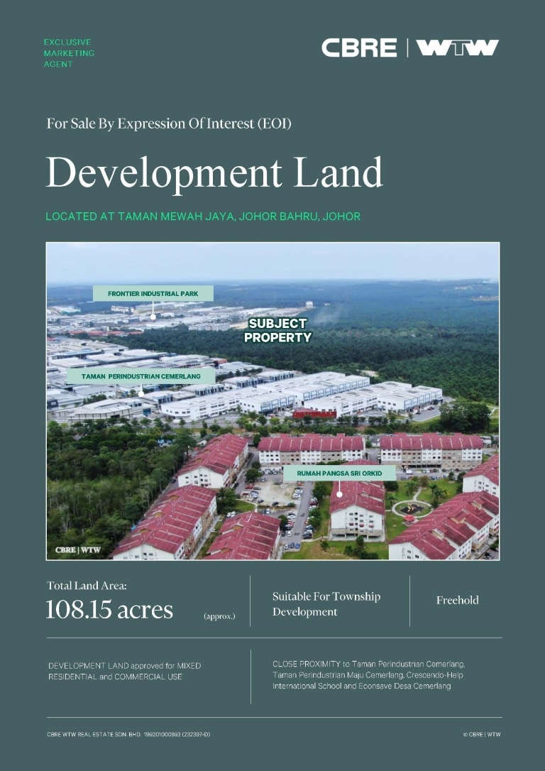 Development Land Located At Taman Mewah Jaya, Johor Bahru, Johor - CBRE | WTW